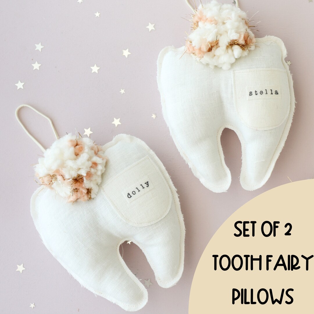 Set of 2 Tooth Fairy Pillows for Girls, Tooth Fairy Set, Personalized ...