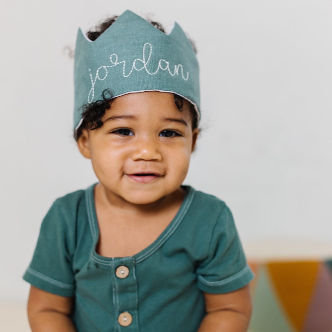 First Birthday Crown Green, Party Hats and Crowns Personalized Baby ...