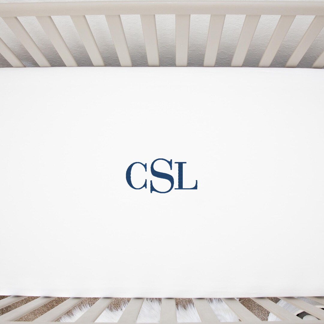 Crib Sheet With Name, Monogrammed Baby Crib Sheets, White Linen Crib ...