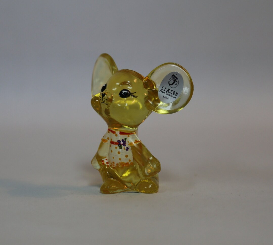 Fenton Art Glass Buttercup Glass Mouse Hand Painted Mouse - Etsy