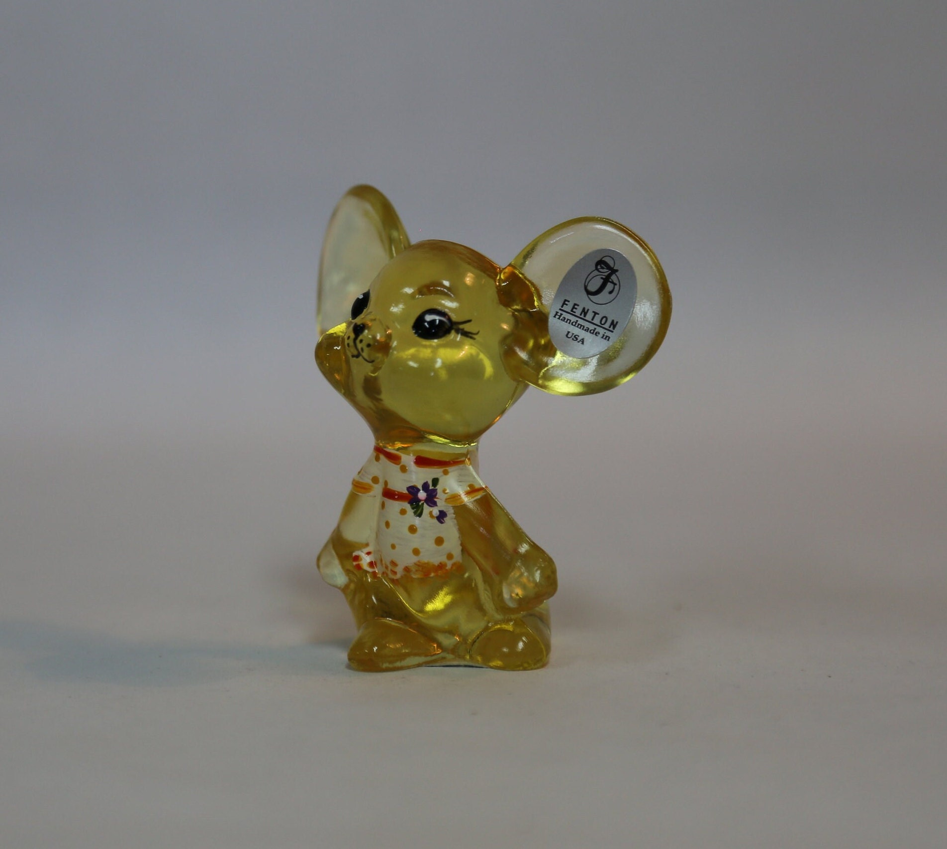 Fenton Art Glass Buttercup Glass Mouse Hand Painted Mouse - Etsy