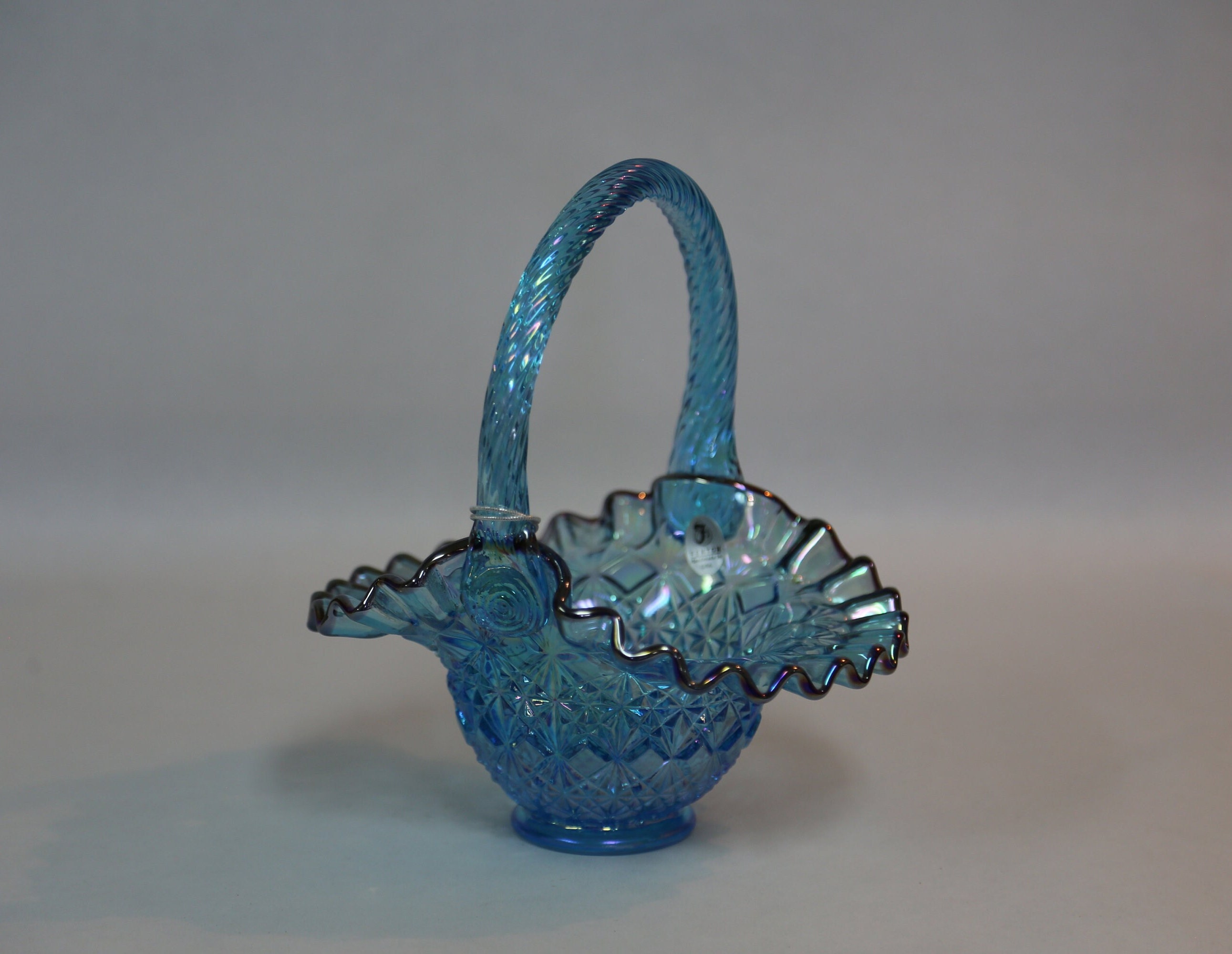 Fenton Art Glass Blue Carnival Glass Basket Fenton Basket - Etsy