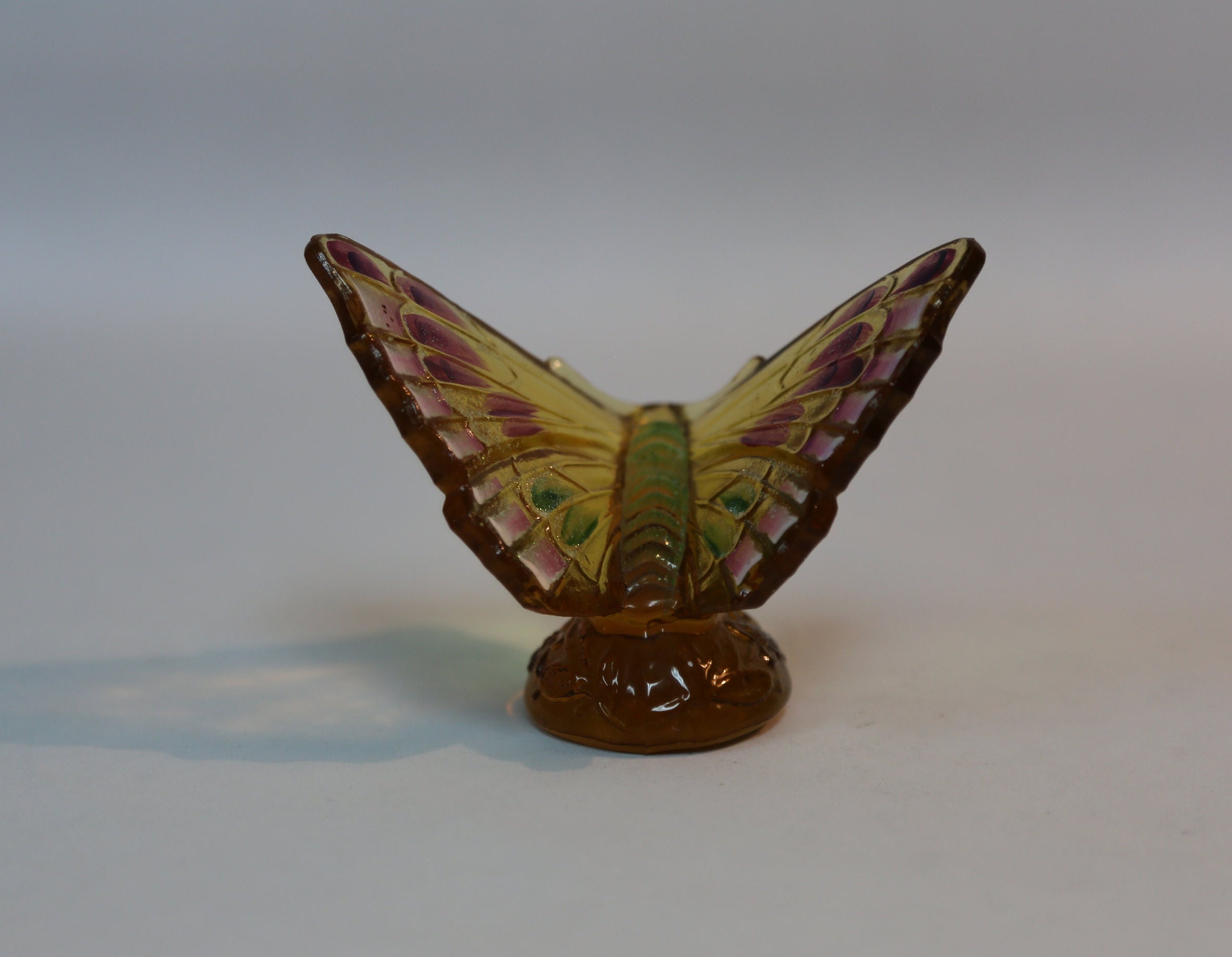 Fenton Art Glass Autumn Gold Fenton Butterfly Hand Painted Glass ...
