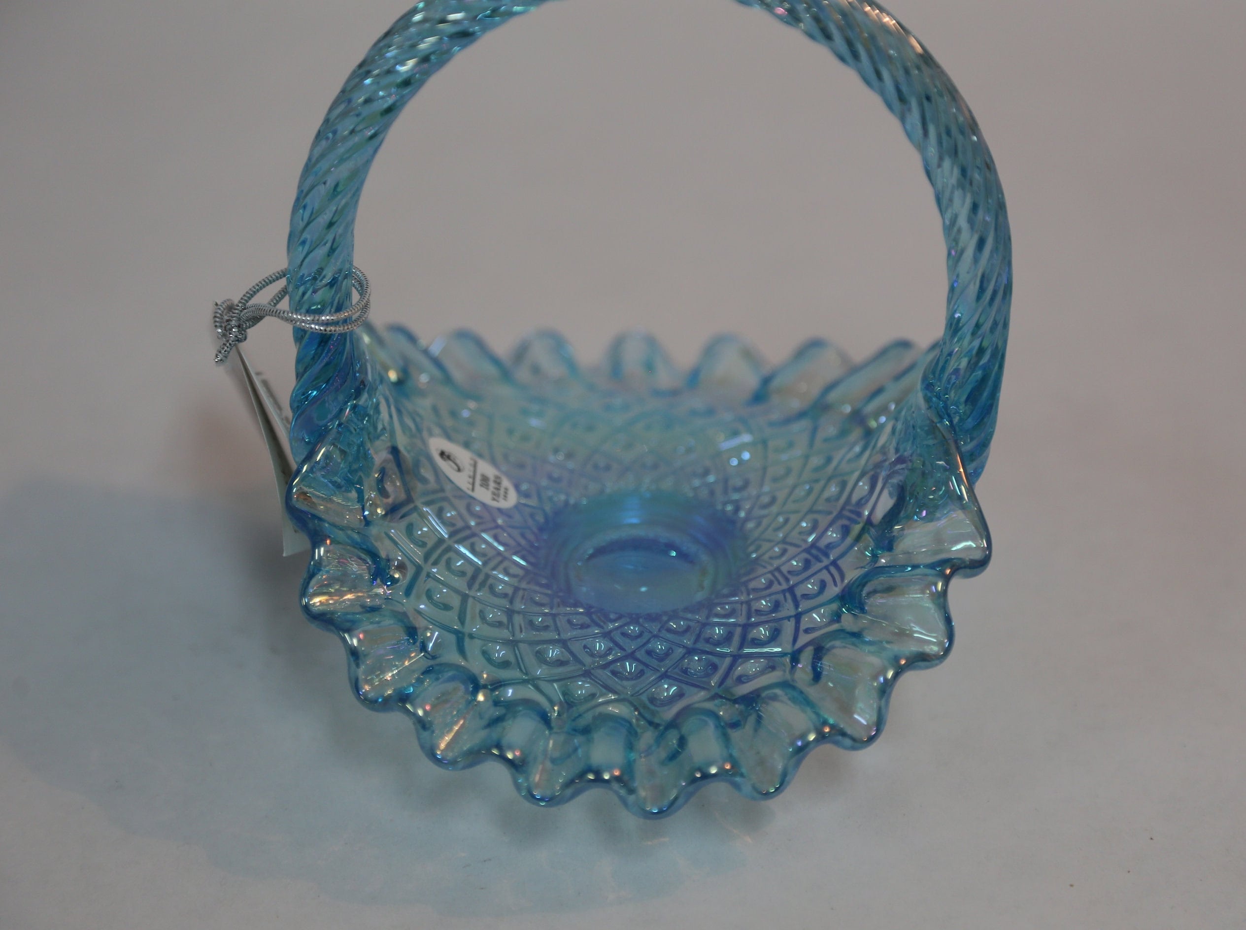 Fenton Art Glass Blue Carnival Glass Basket Fenton Basket - Etsy