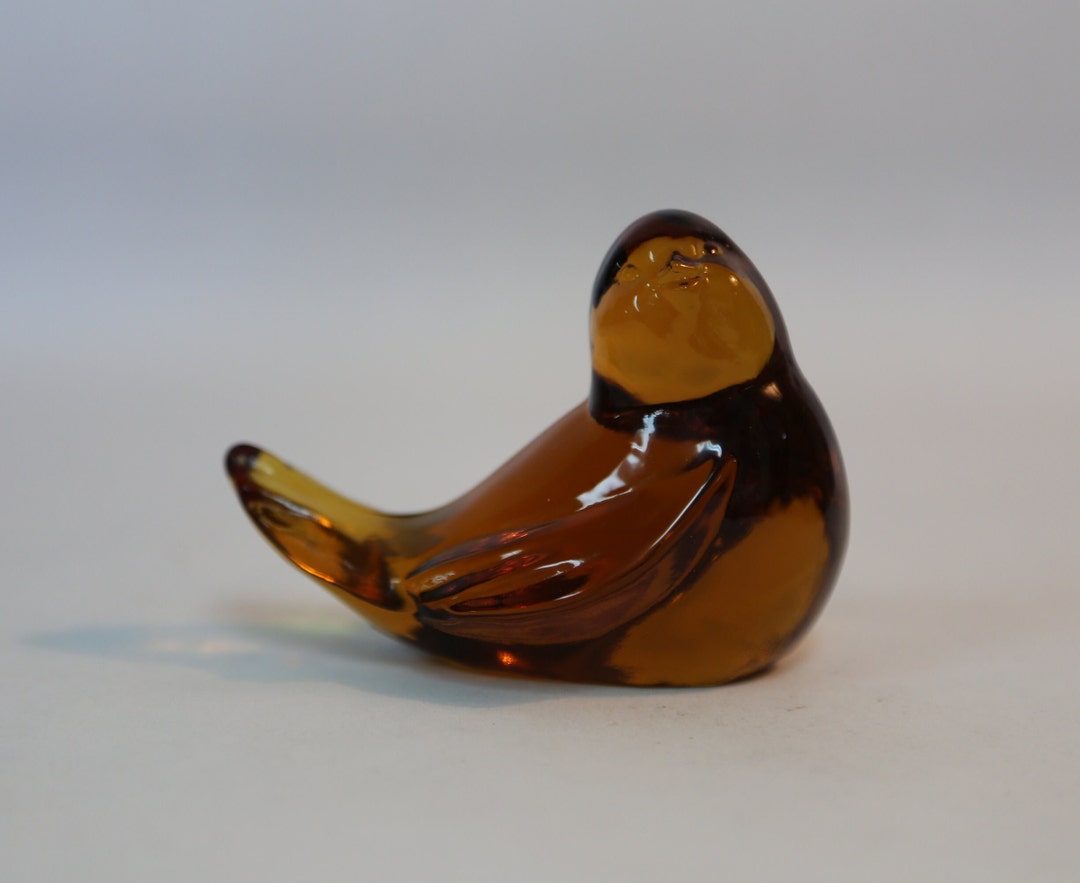 Fenton Art Glass ~ Amber Glass Songbird ~ Bird Figurine - Etsy
