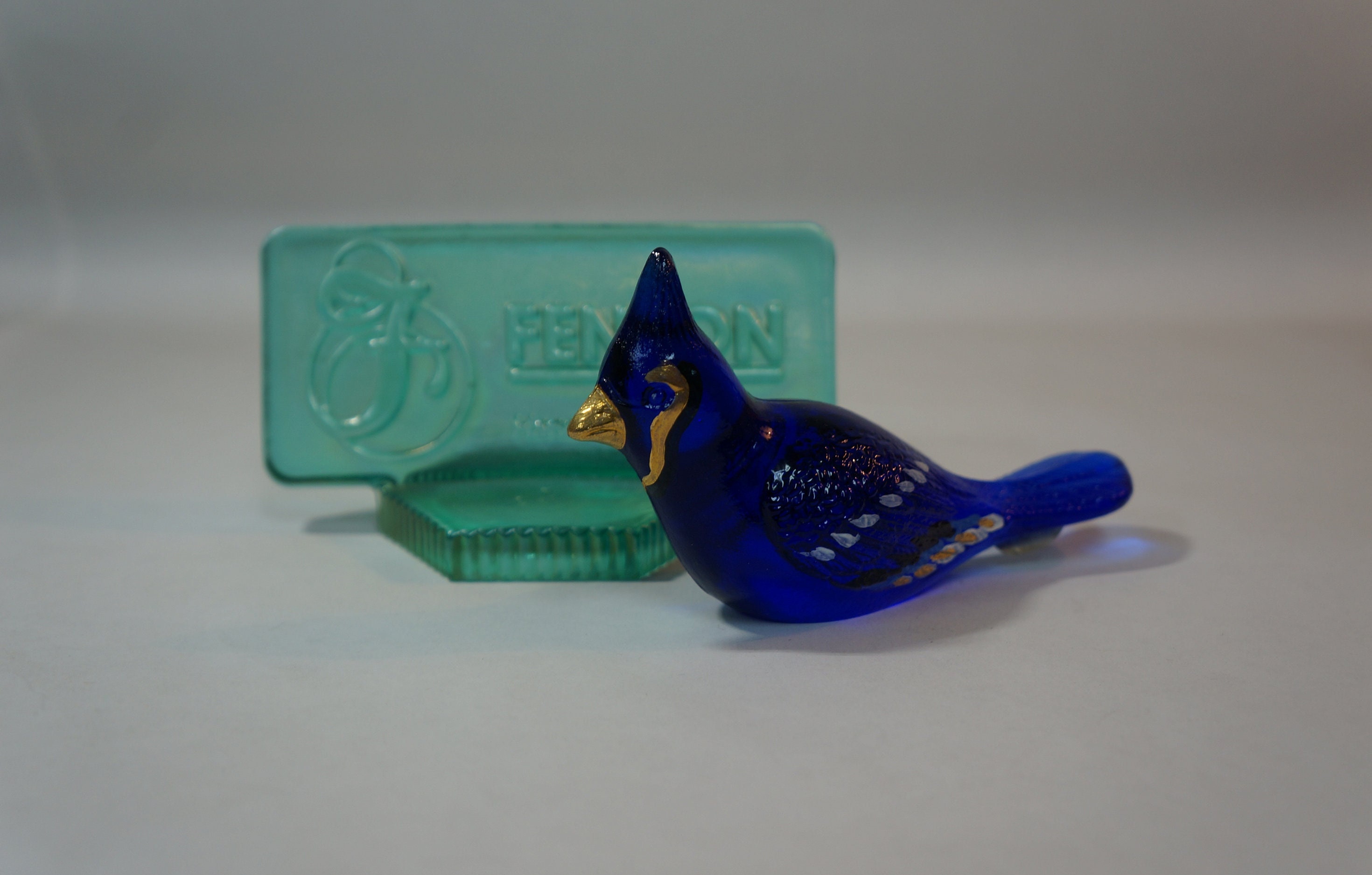 Fenton Art Glass ~ Cobalt Blue Cardinal ~ Hand Painted Bird Figurine - Etsy
