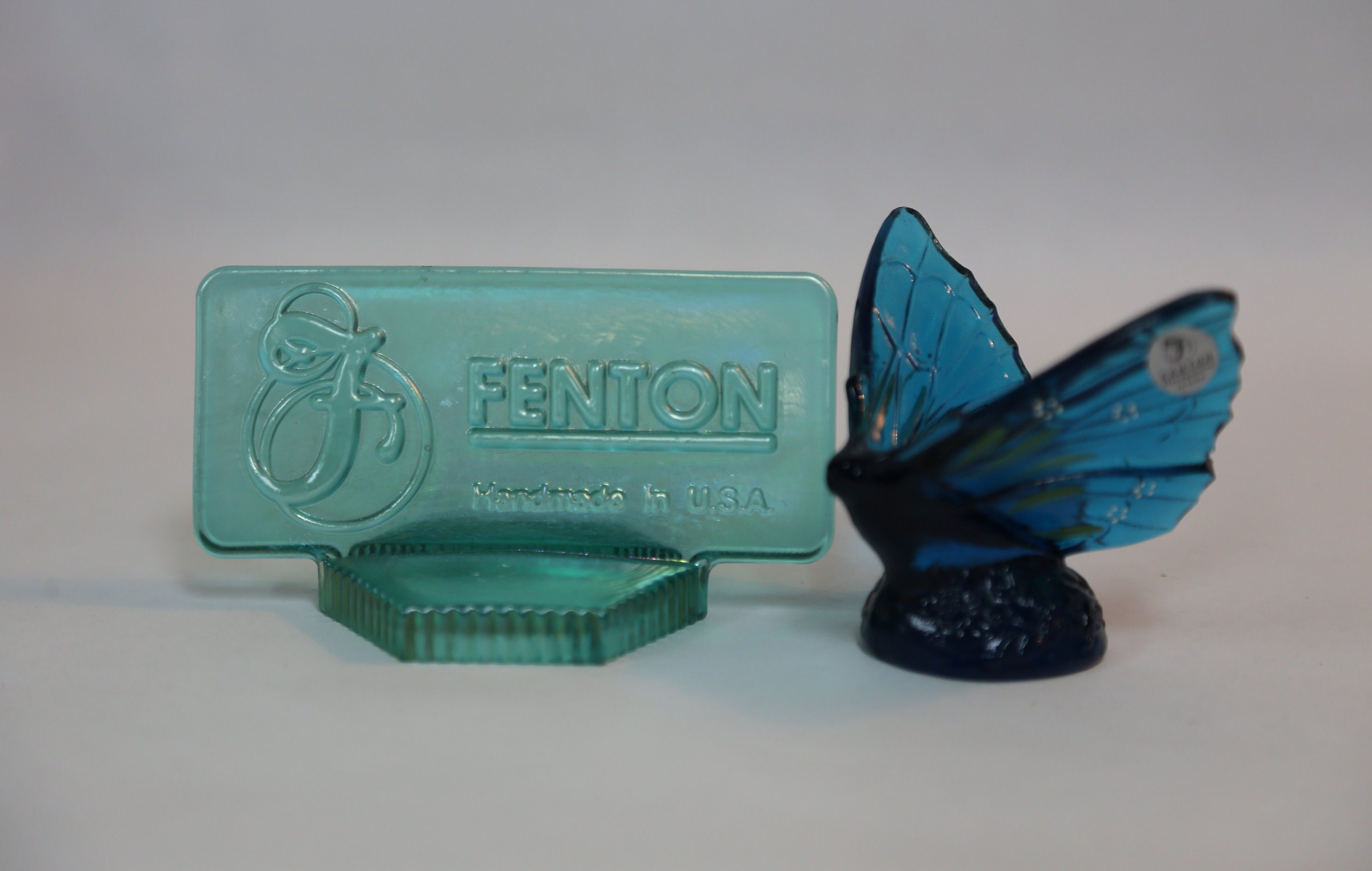 Fenton Art Glass Turquoise Butterfly Hand Painted Glass - Etsy