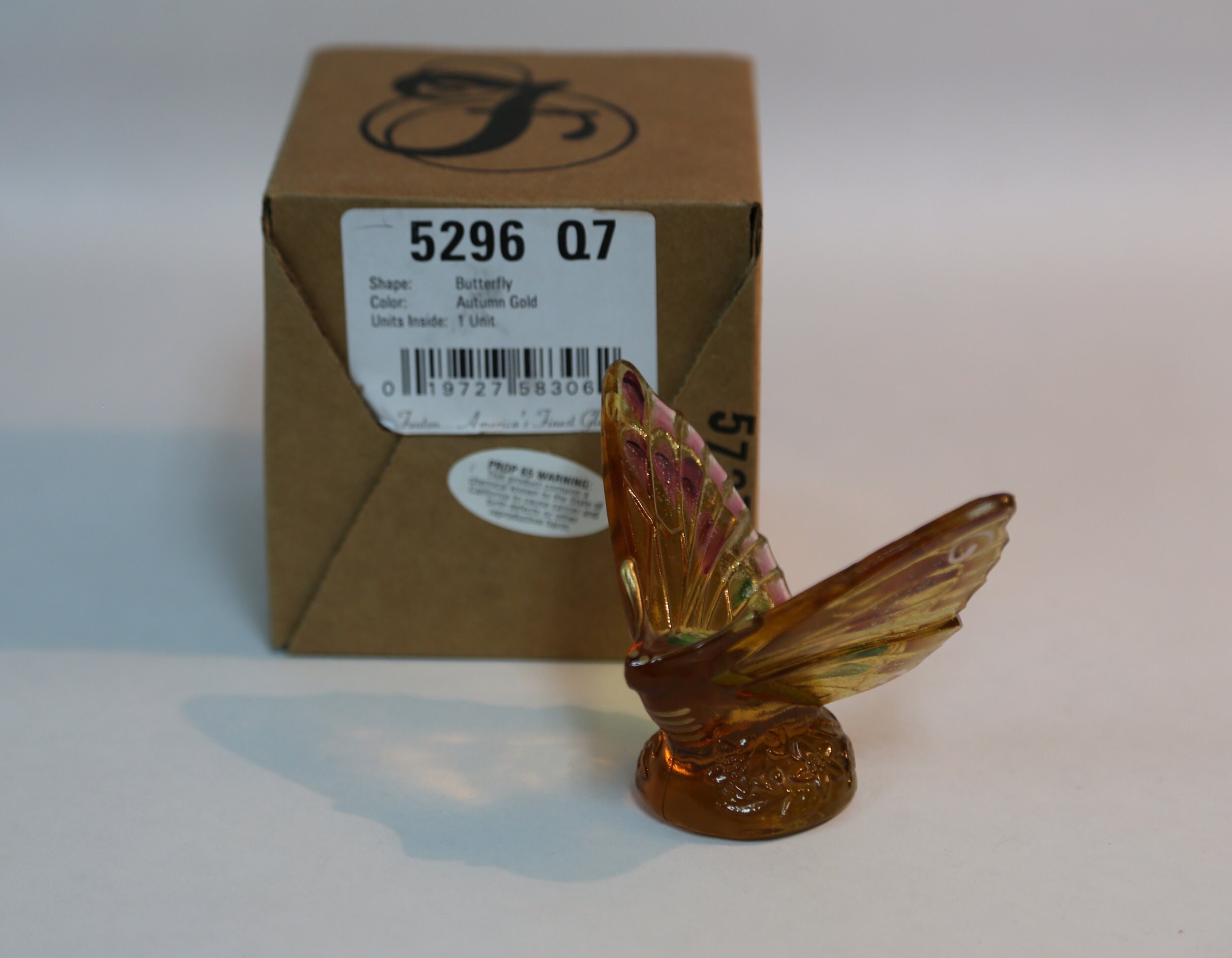 Fenton Art Glass Autumn Gold Fenton Butterfly Hand Painted Glass ...