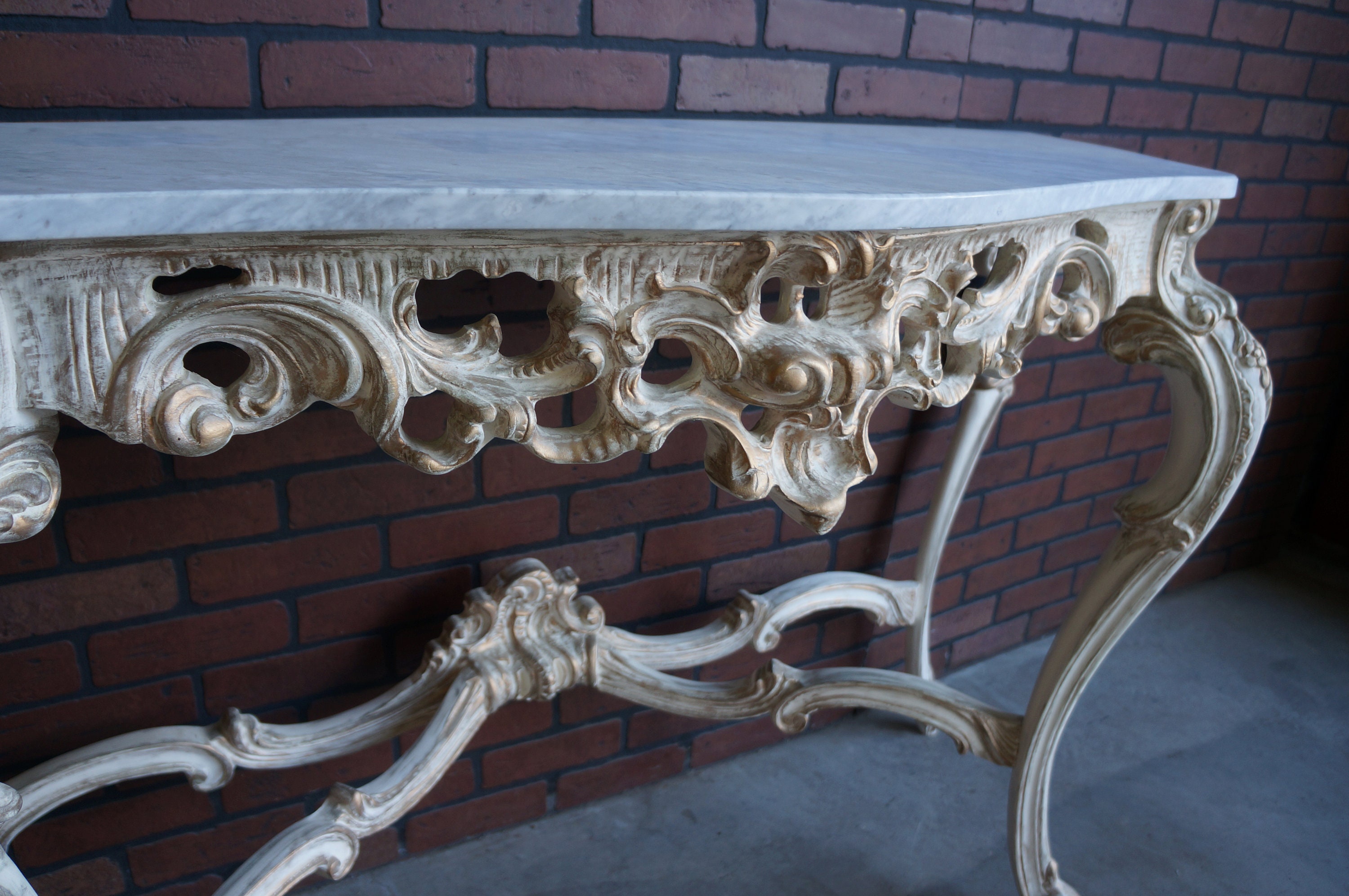 Console Rococo Console Marble Top Console Entry Table - Etsy