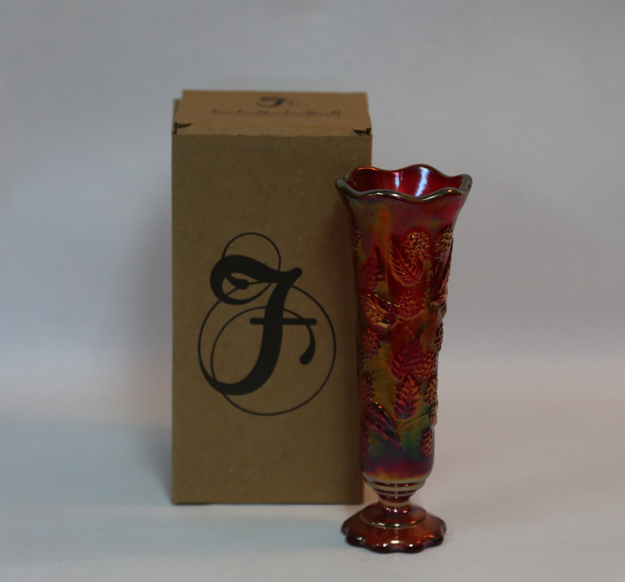 Fenton Art Glass Red Carnival Glass Vase Raspberry Vase - Etsy