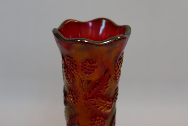 Fenton Art Glass Red Carnival Glass Vase Raspberry Vase - Etsy