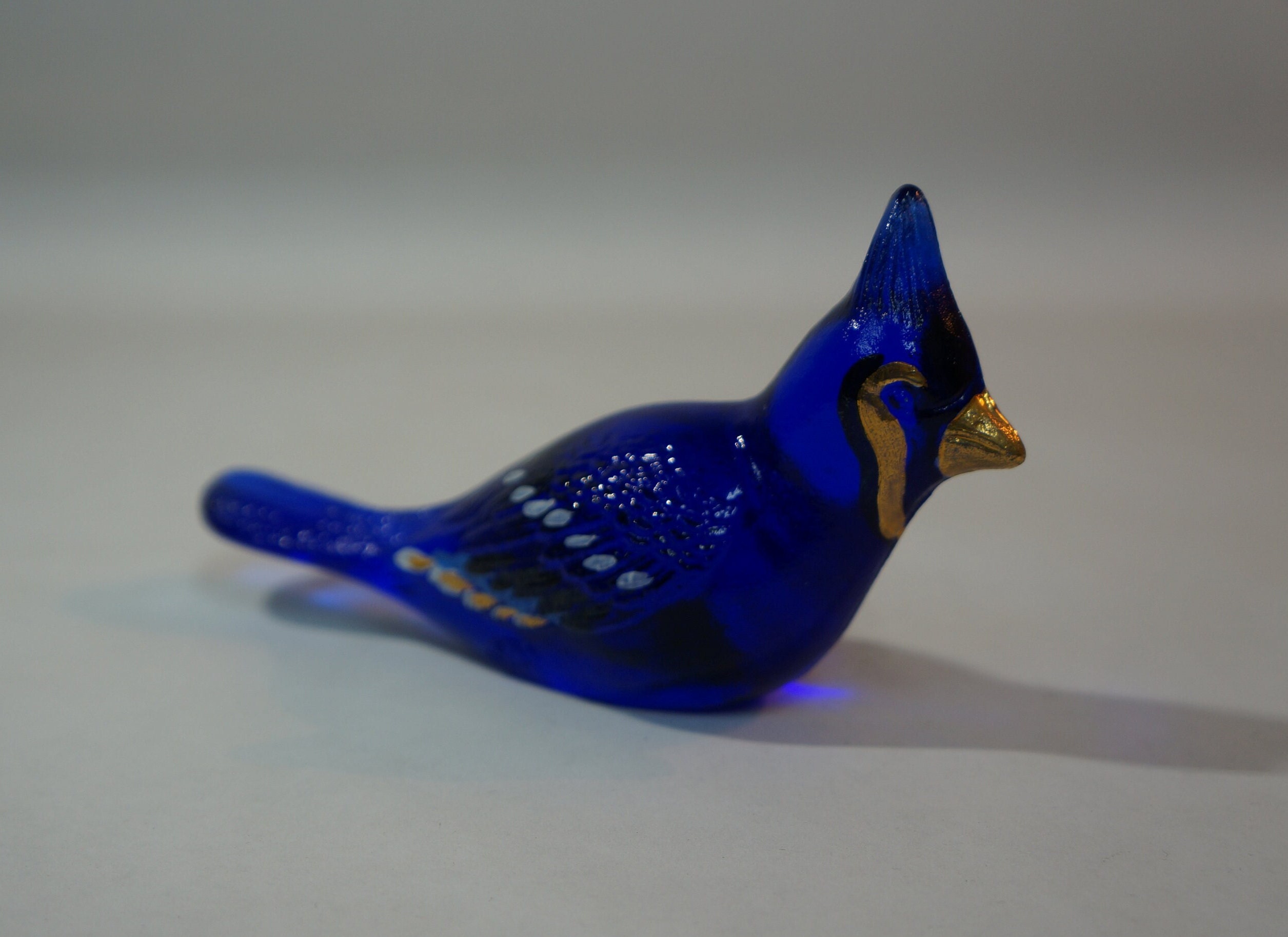 Fenton Art Glass ~ Cobalt Blue Cardinal ~ Hand Painted Bird Figurine - Etsy
