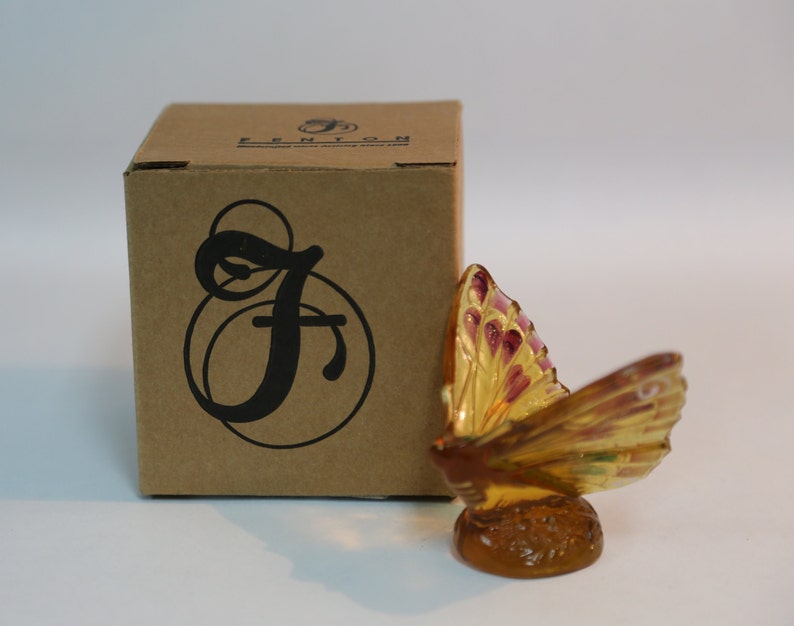 Fenton Art Glass Autumn Gold Fenton Butterfly Hand Painted Glass ...