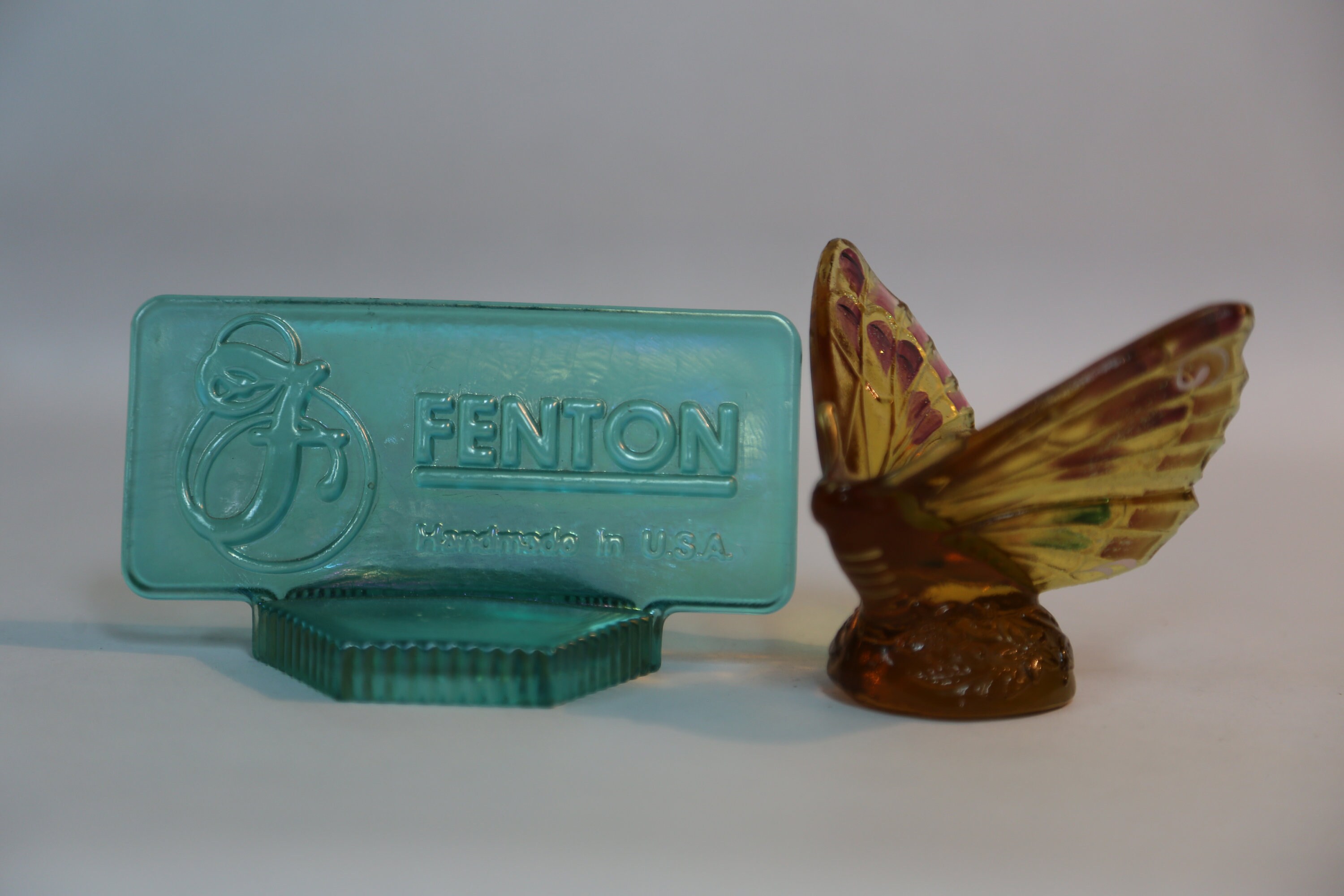 Fenton Art Glass Autumn Gold Fenton Butterfly Hand Painted Glass ...