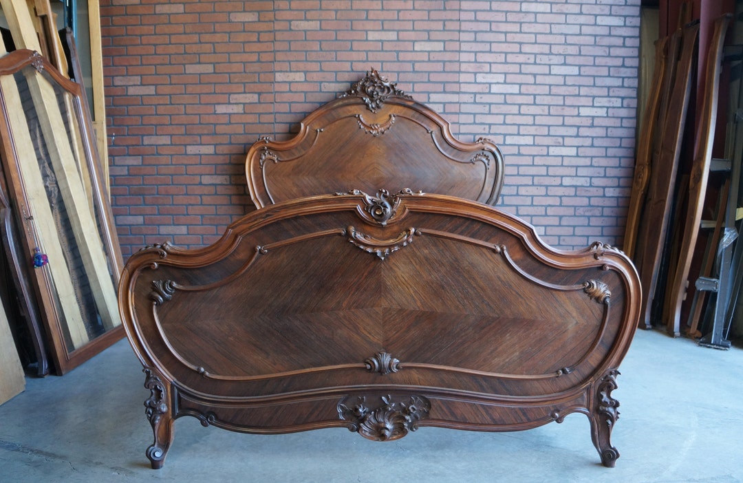 Antique French Rococo Full Bed Double Bed Frame French Bed Louis XV Bed ...