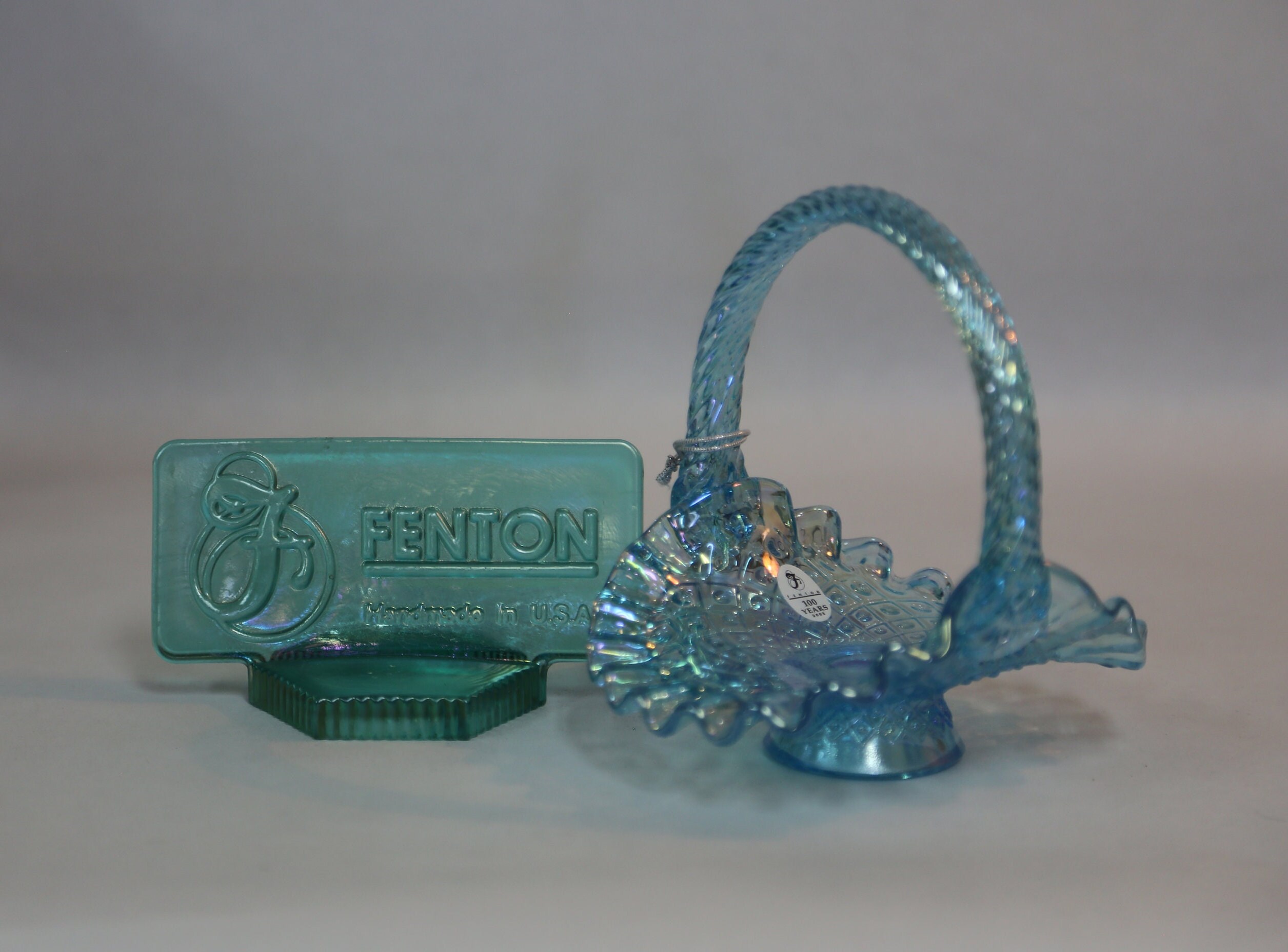Fenton Art Glass Blue Carnival Glass Basket Fenton Basket - Etsy