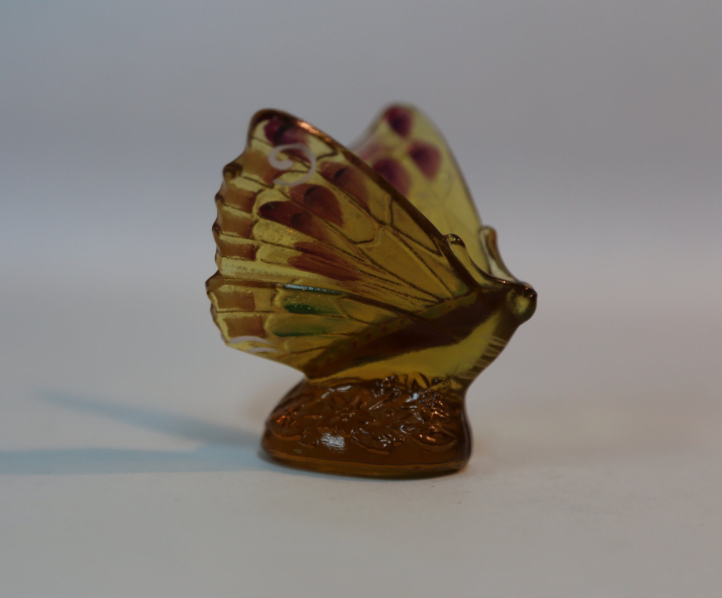 Fenton Art Glass Autumn Gold Fenton Butterfly Hand Painted Glass ...