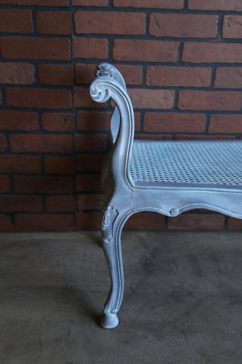 French Style Cane Bench French Provincial Bench Seat Carved Wood Frame ...