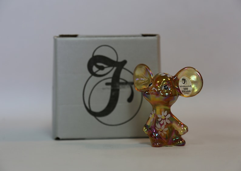 Fenton Glass Autumn Gold Iridized Mouse Hand Painted Mouse Figurine - Etsy