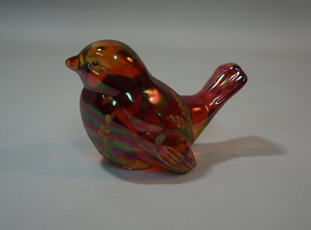 Fenton Glass ~ Amberina Glass Bird ~ Hand Painted Bird Figurine - Etsy