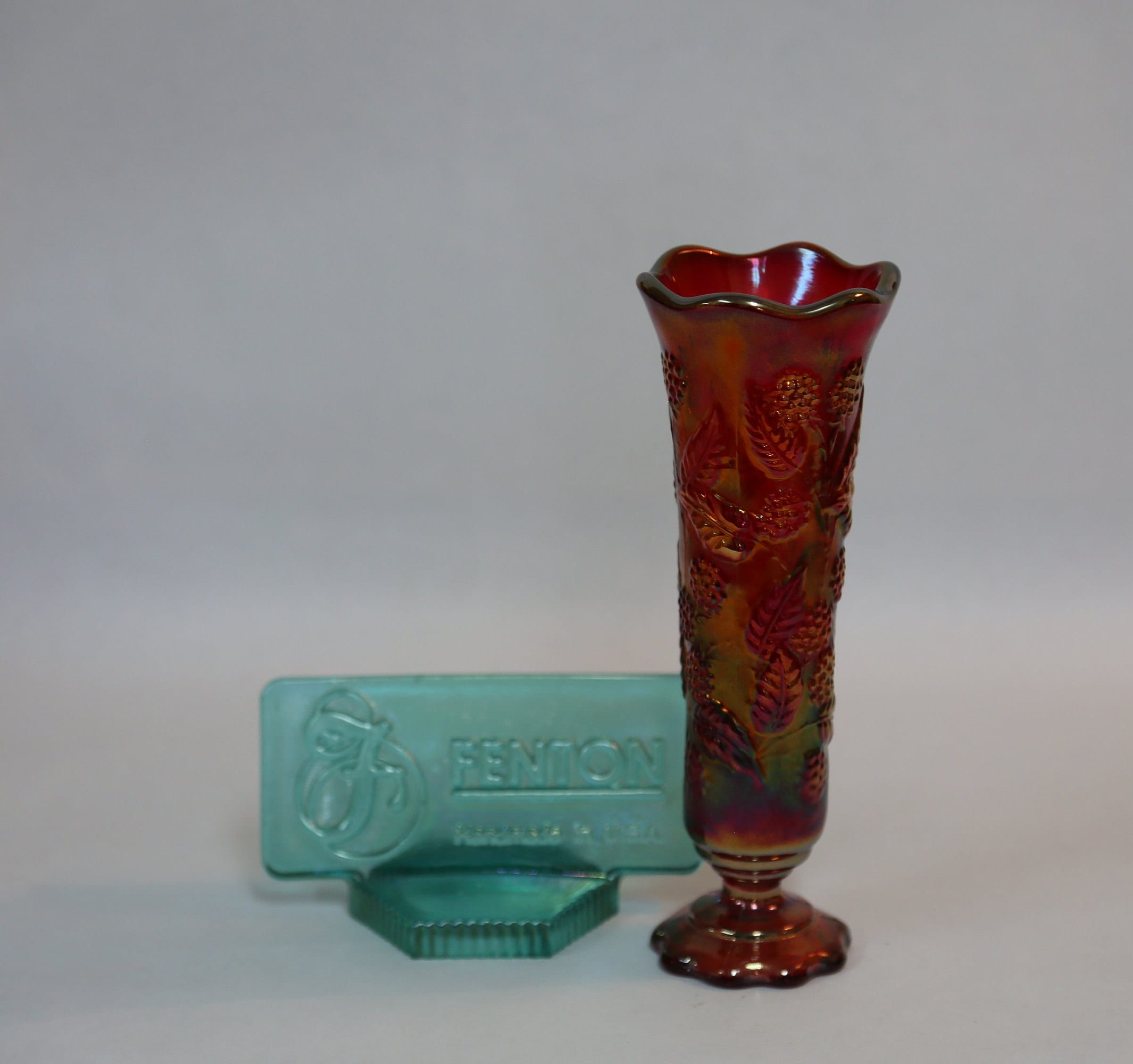 Fenton Art Glass Red Carnival Glass Vase Raspberry Vase - Etsy