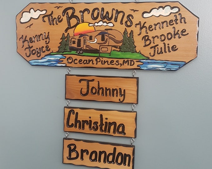 Personalized Camper Sign, Wood Camping Sign, Cedar Sign, Dog Bone Sign ...