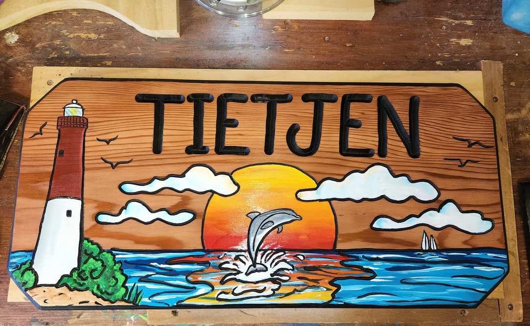 Personalized Lighthouse Sign, Personalized Dolphin Sign, Wood Sign ...
