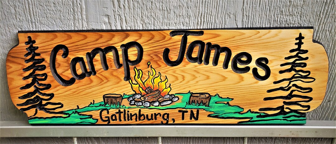 Campsite Sign, Campfire Sign, Carved Wood Sign, Family Camping Sign, RV ...