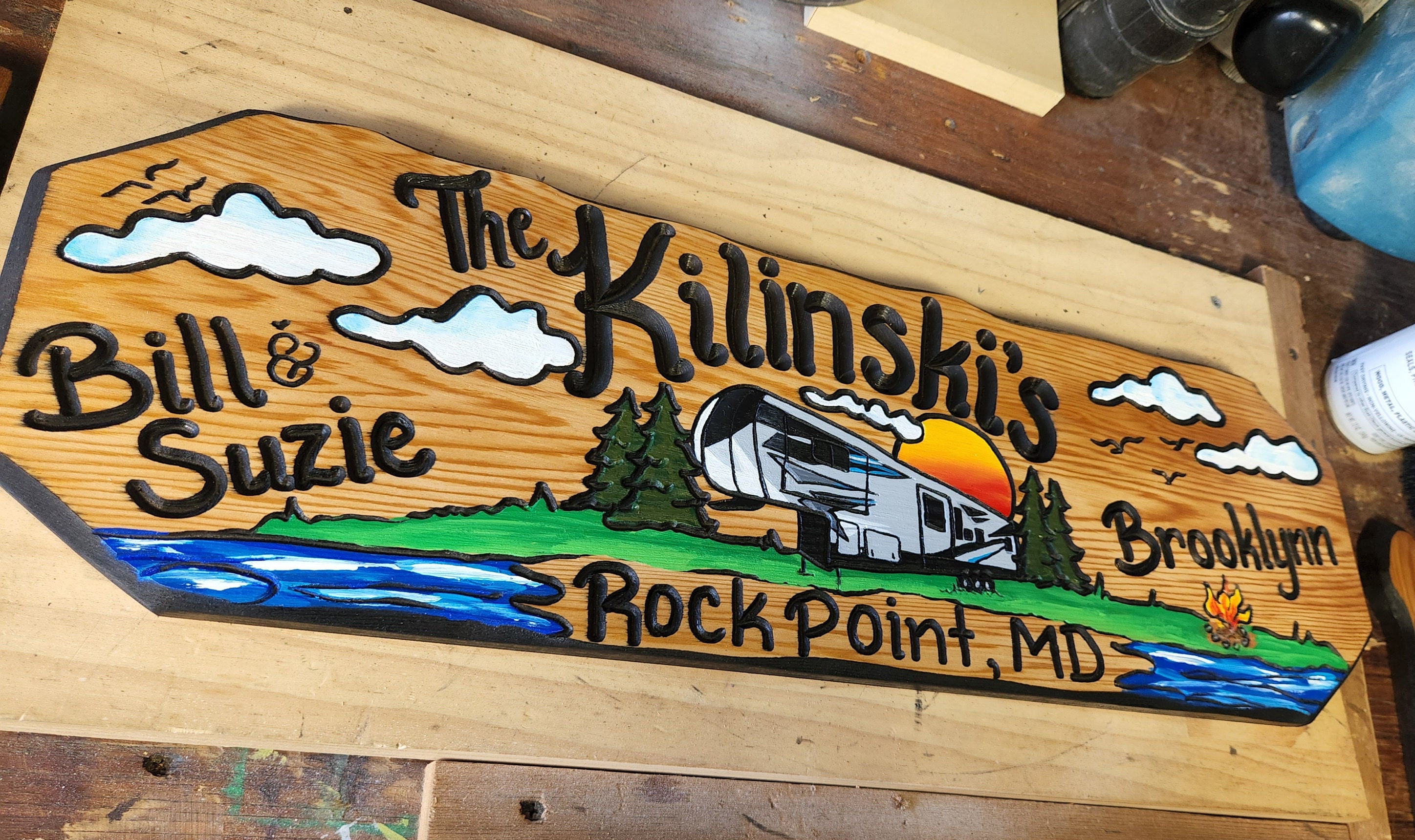 Campsite Sign, Fifth Wheel Decor, Custom Camper, Personalized Camping ...