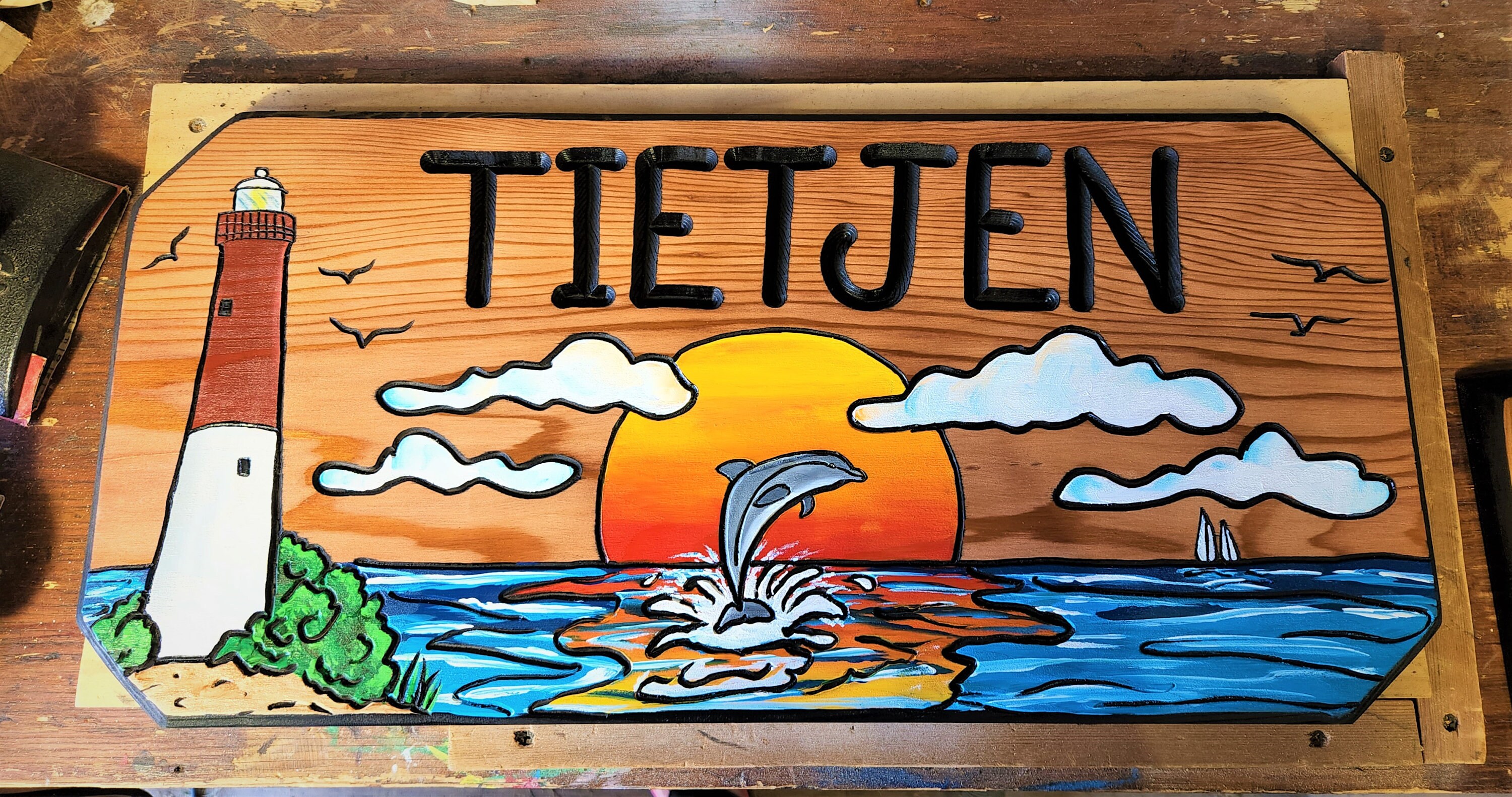 Personalized Lighthouse Sign Personalized Dolphin Sign Wood - Etsy