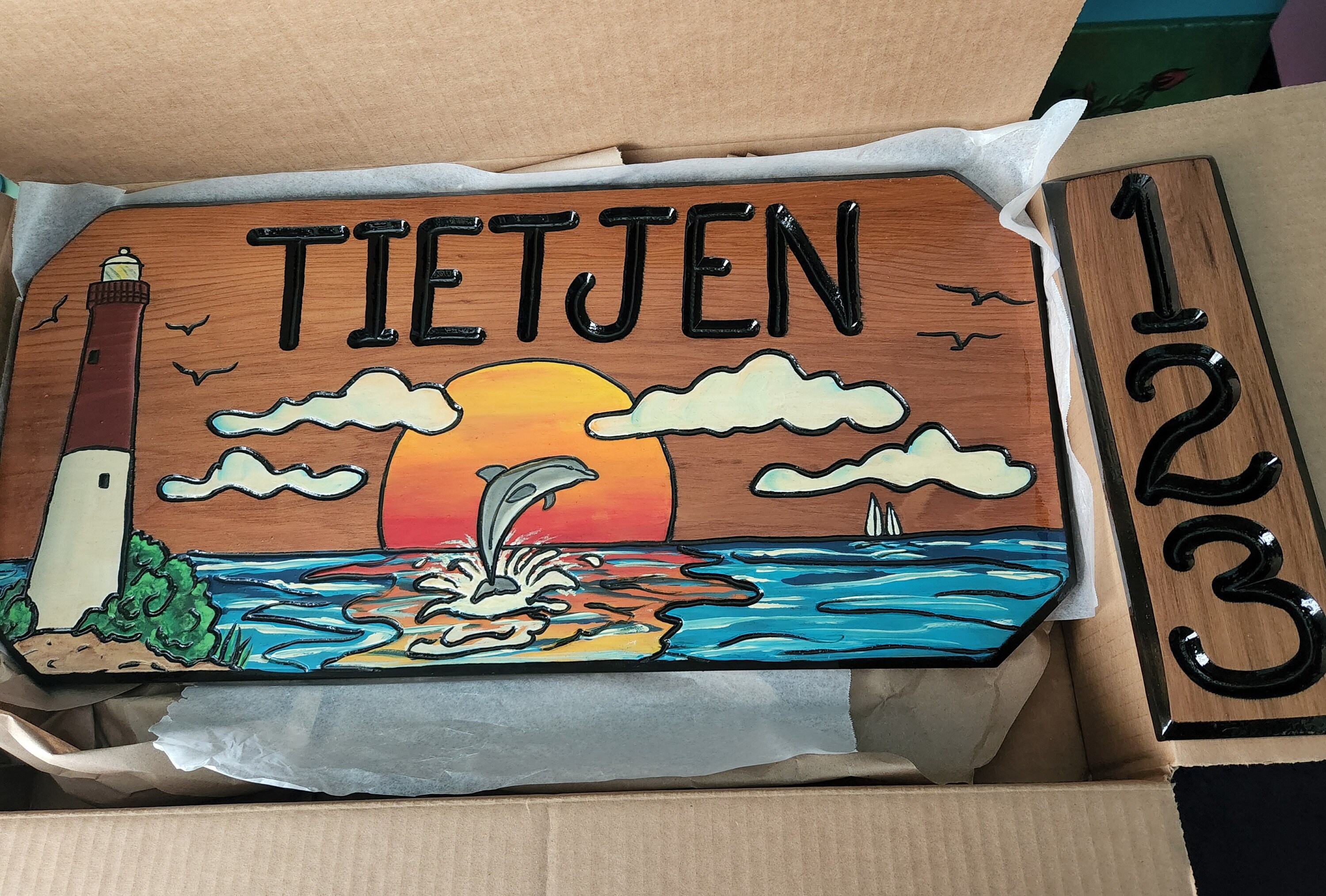 Personalized Lighthouse Sign Personalized Dolphin Sign Wood - Etsy