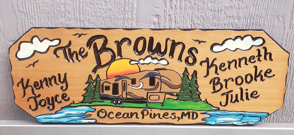 Personalized Camper Sign Wood Camping Sign Cedar Sign Dog - Etsy