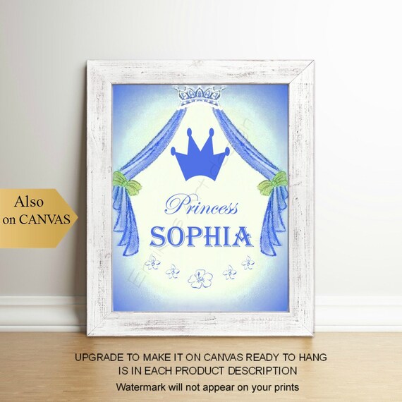 Items similar to Girl's Princess Wall Art, Custom Name Children's Art ...