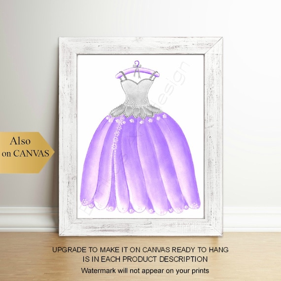 Items similar to Princess Dress Art Print, Purple Girl Nursery, Girls ...