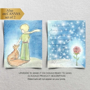 Little Prince Fox Rose Nursery Wall Art Nursery Prints | Etsy