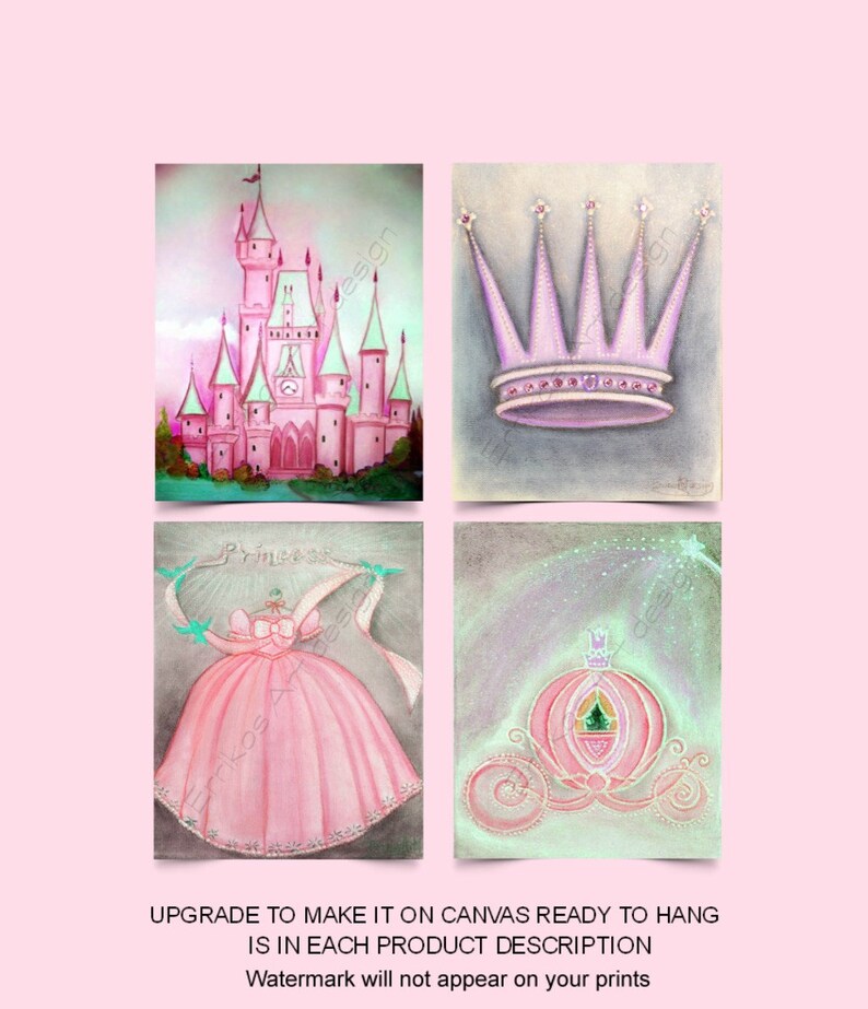 Princess Wall Art SET 4 Prints Cinderella Disney Princess | Etsy