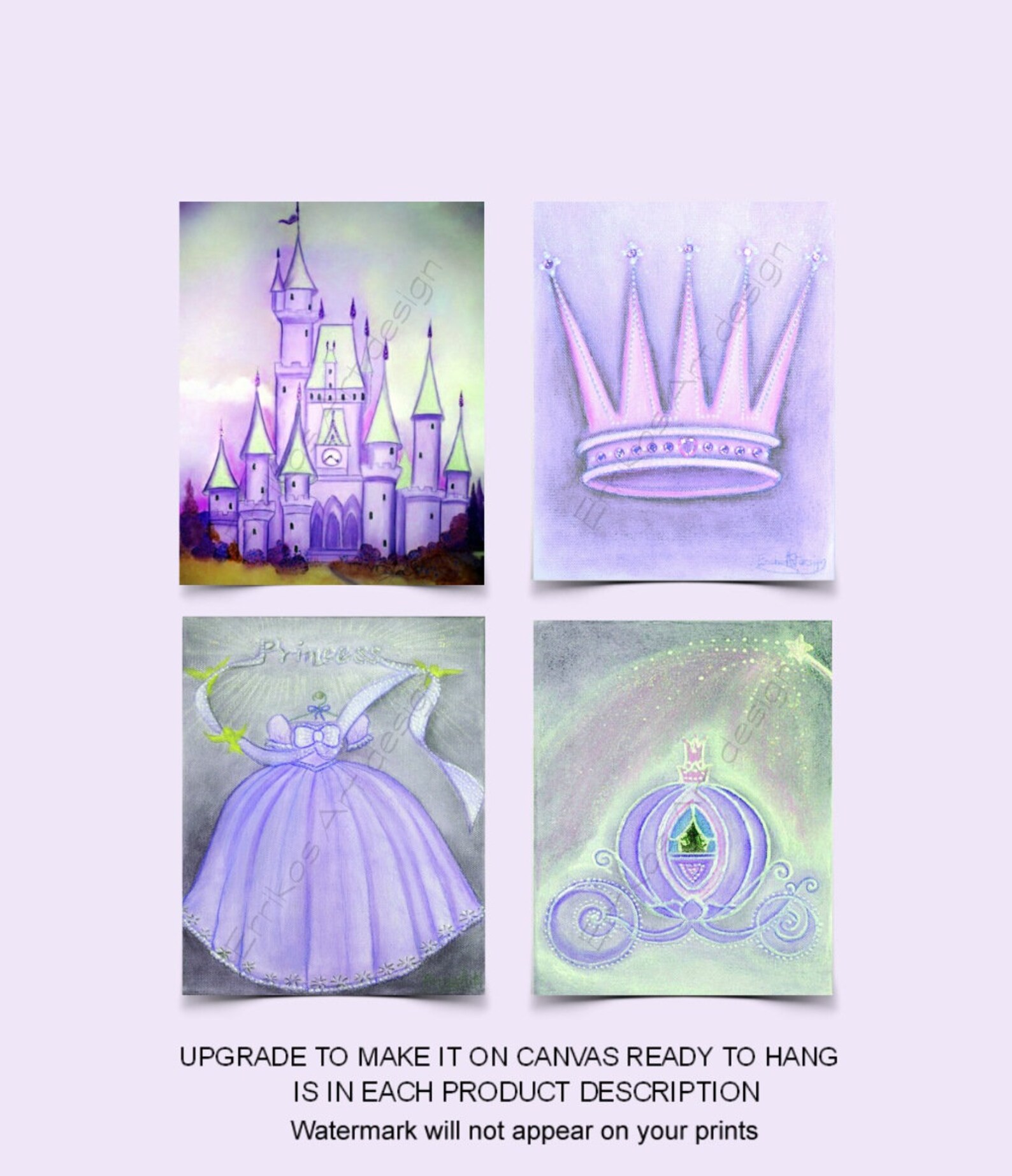 Princess Wall Art SET 4 Prints Cinderella Disney Princess | Etsy