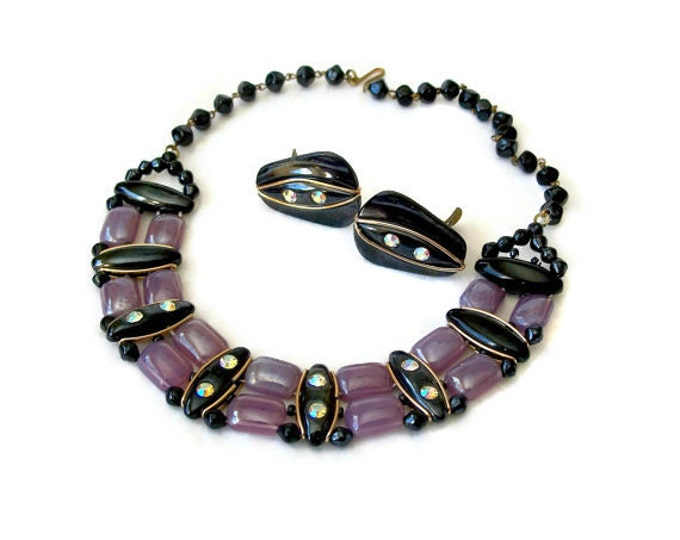 Vintage West Germany Necklace Choker Earrings Demi Parure - Etsy