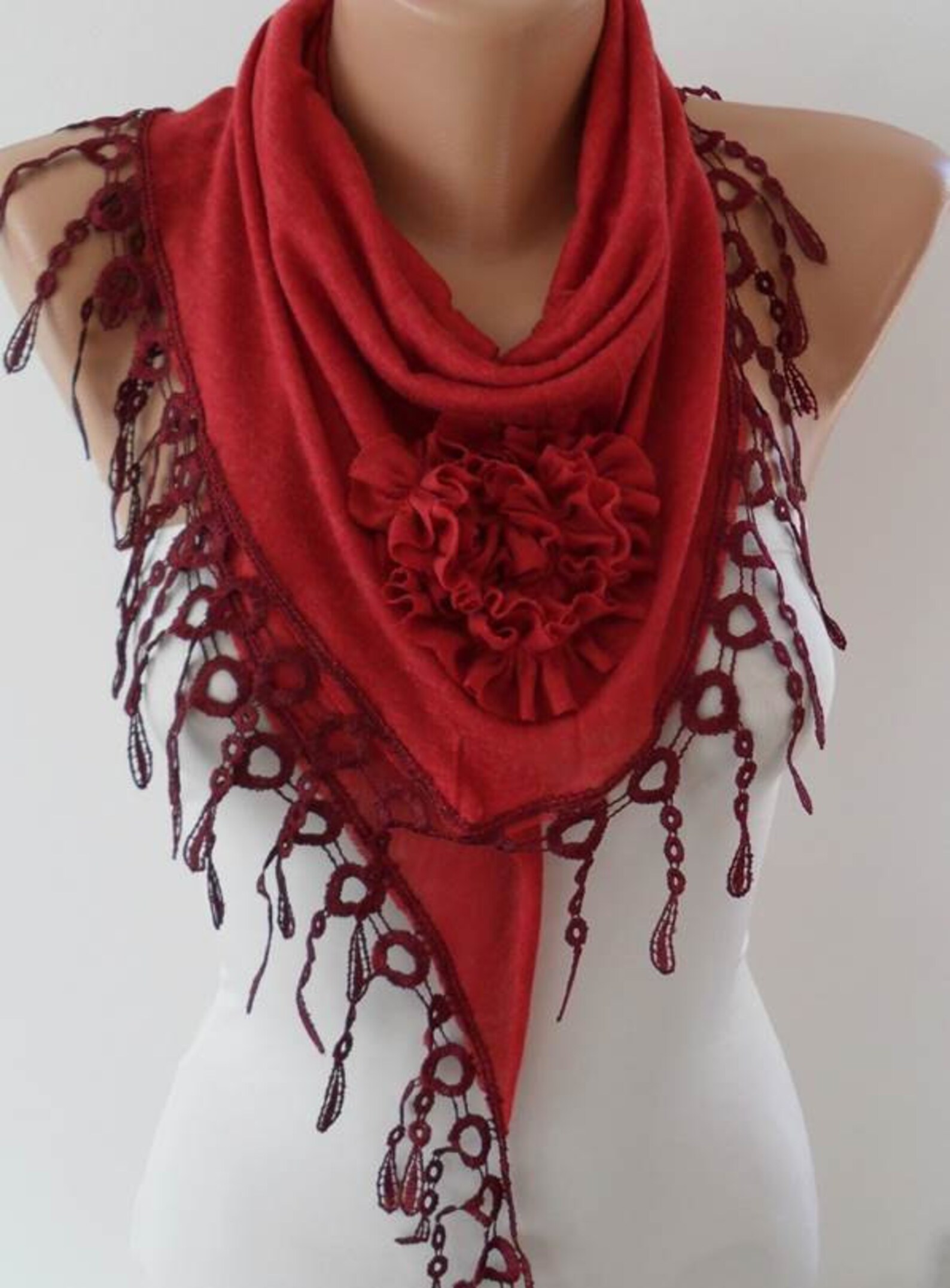 Red Ribbon Rose Scarf Gifts for Women Valentines Day Gift Personalized ...