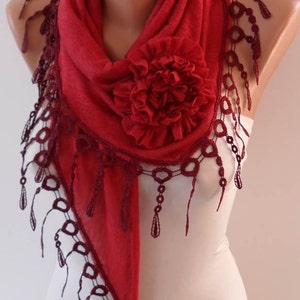 Red Ribbon Rose Scarf Gifts for Women Valentines Day Gift Personalized ...