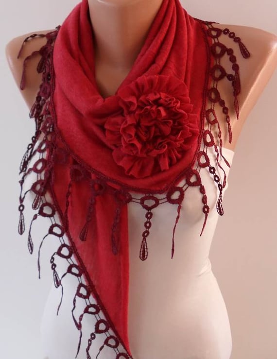 Red Ribbon Rose Scarf Gifts for Women Personalized Gift for | Etsy