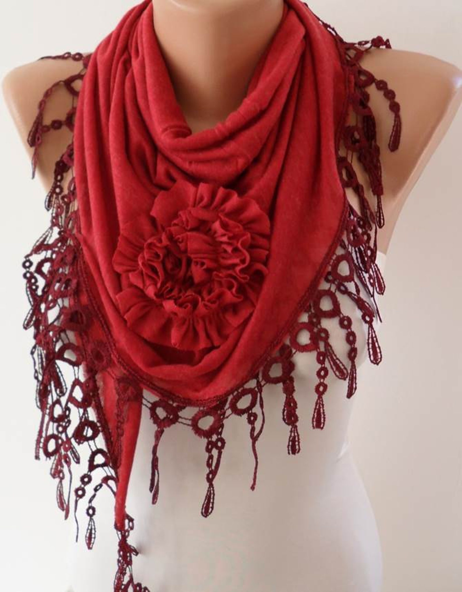 Red Ribbon Rose Scarf Gifts for Women Valentines Day Gift Personalized ...