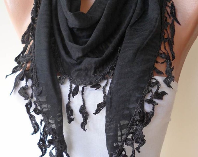 Triangular Black Cotton Scarf With Trim Edge leopard Fabric - Etsy