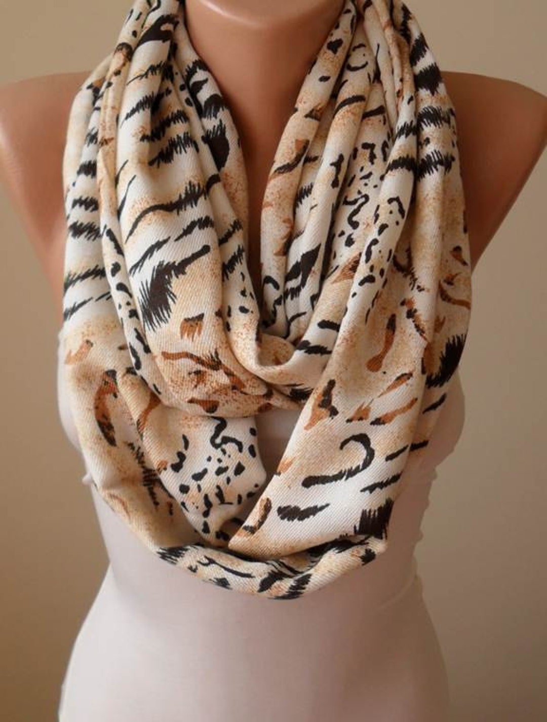 Handmade Honey Leopard Print Infinity Scarf: Soft Cotton Shawl - Etsy