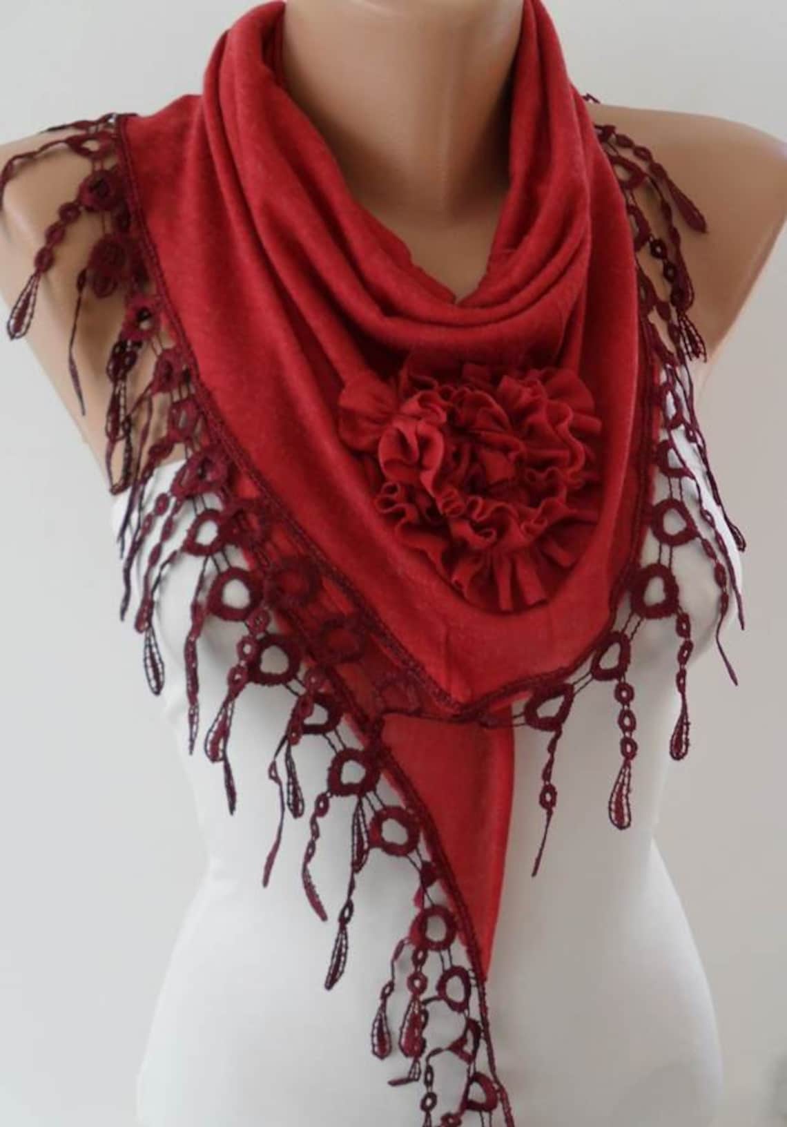 Red Ribbon Rose Scarf Gifts for Women Valentines Day Gift Personalized ...