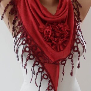 Red Ribbon Rose Scarf, Gifts for Women, Unique Gifts Her Valentines ...
