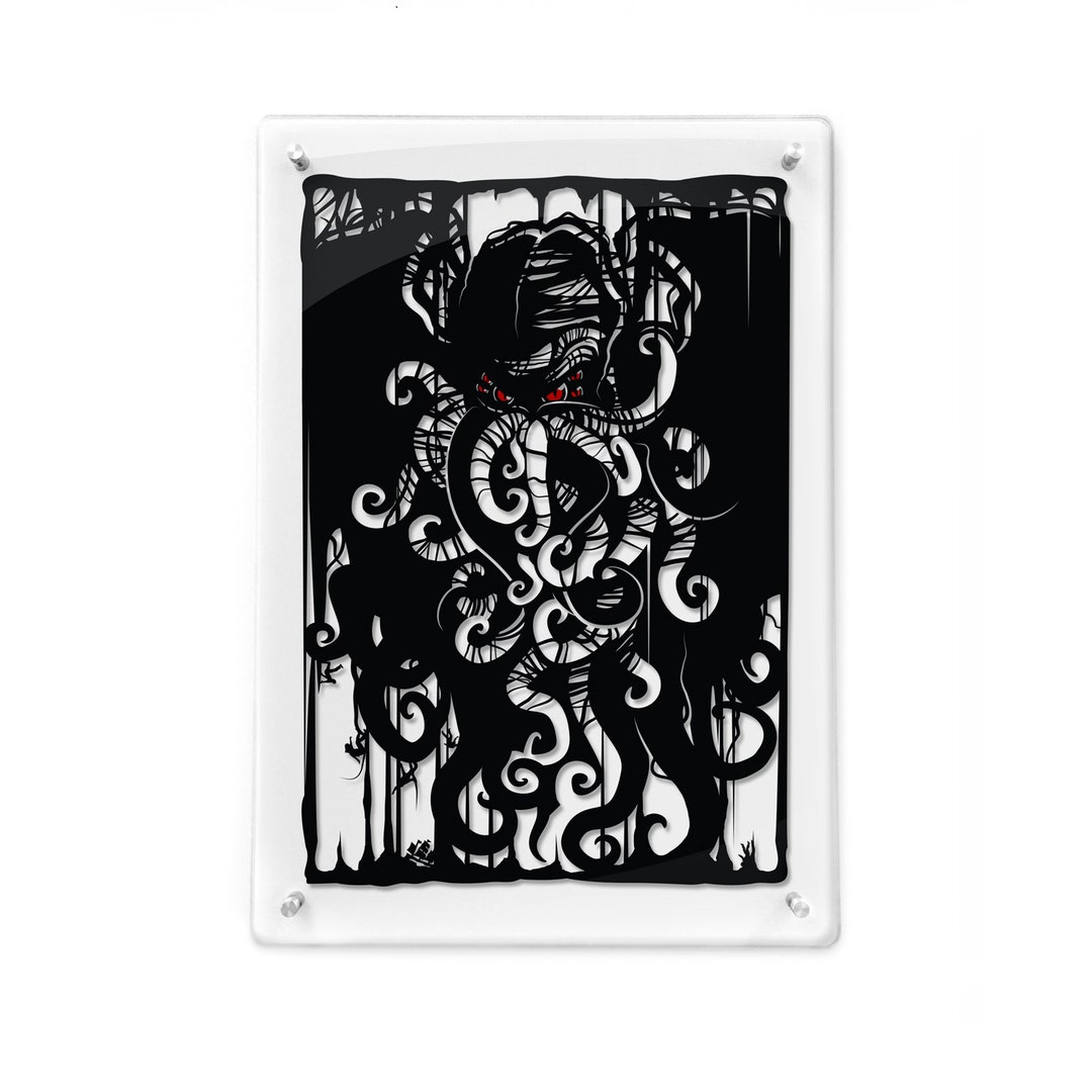 FRAMED Cthulhu Silhouette Hand Cut Paper Craft Horror - Etsy