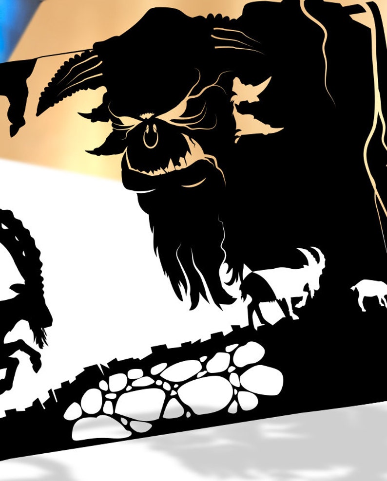 FRAMED Three Billy Goats Gruff // Silhouette Hand Cut Paper - Etsy