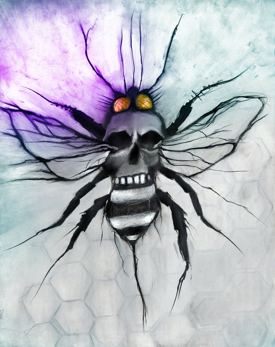 Bee Skull Artwork for Life Original Illustration Signed Museum Quality ...