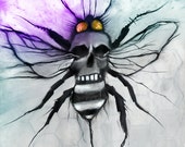 Bee Skull Artwork for Life Original Illustration Signed - Etsy